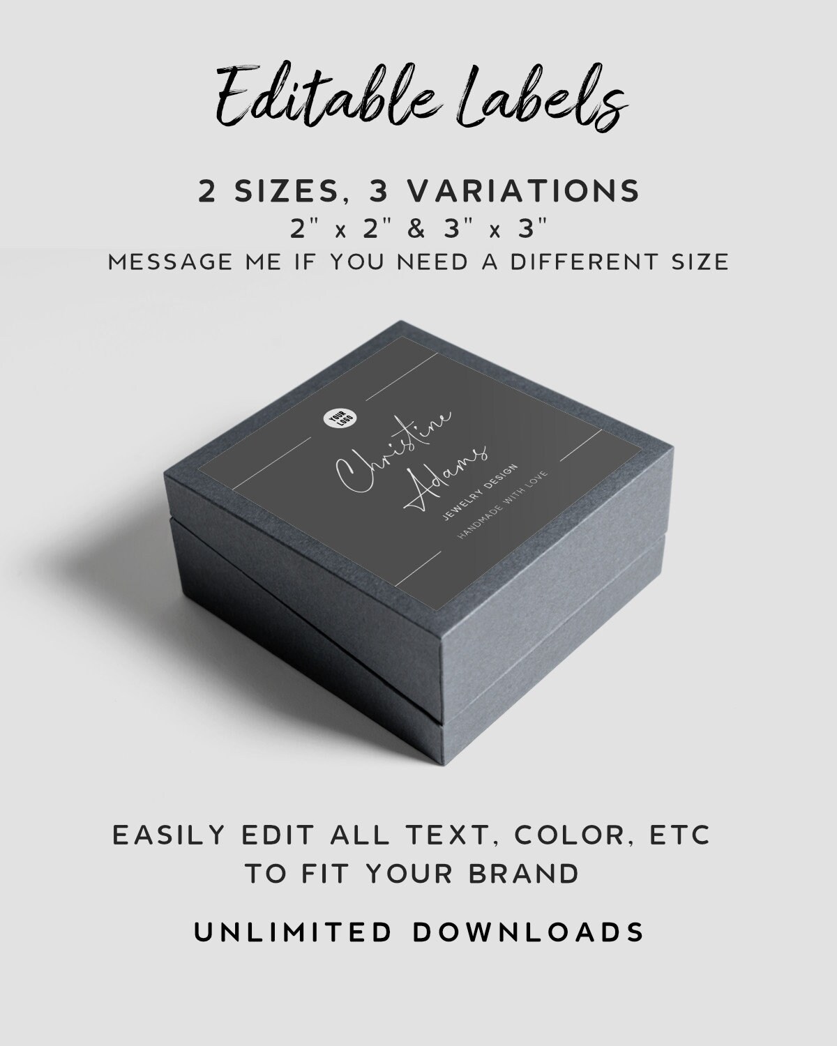 White Box Label for Handmade Items Minimal Product Label - Etsy