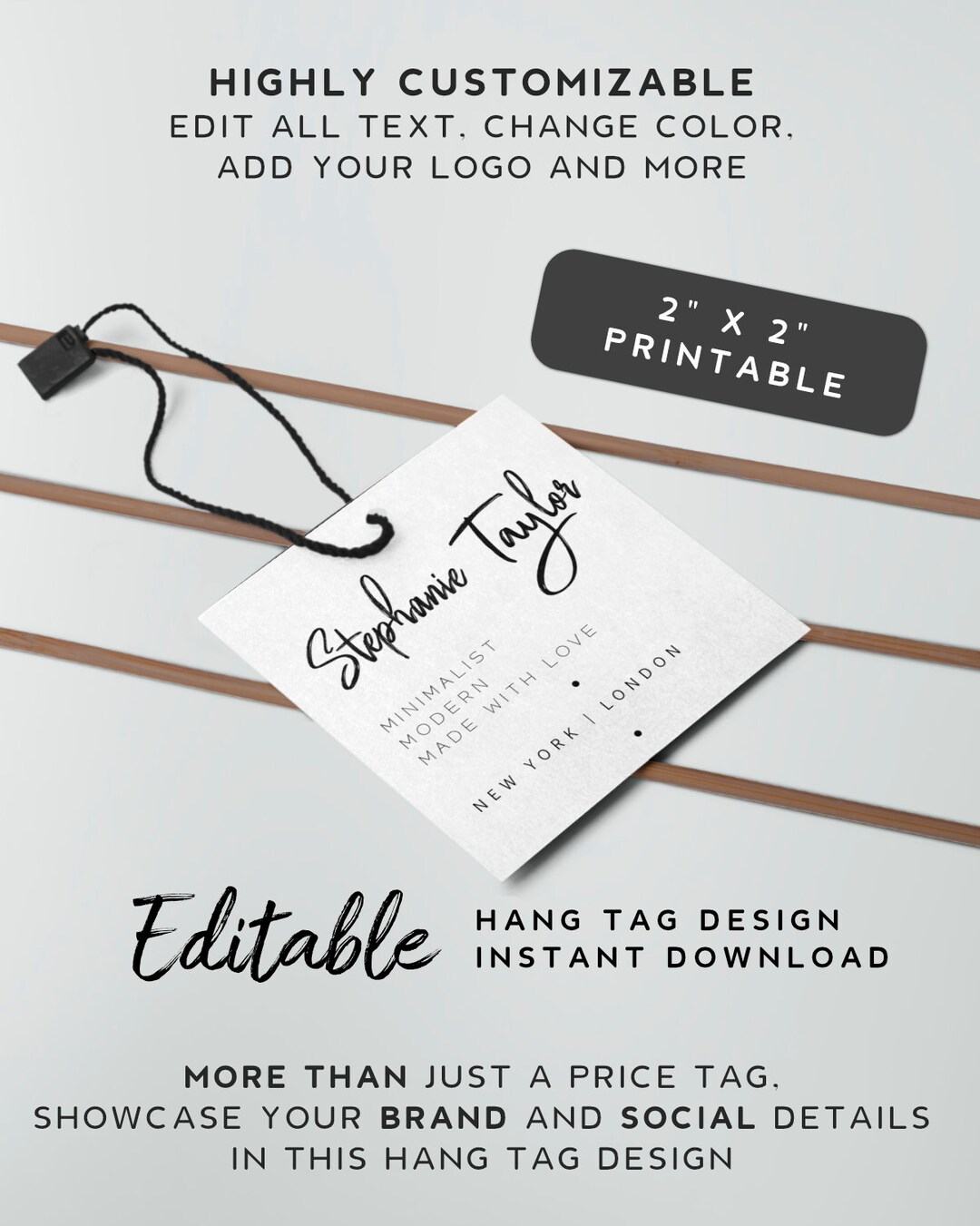Minimalist Product Tag Template - White Hang Tag Printable, Shop ...