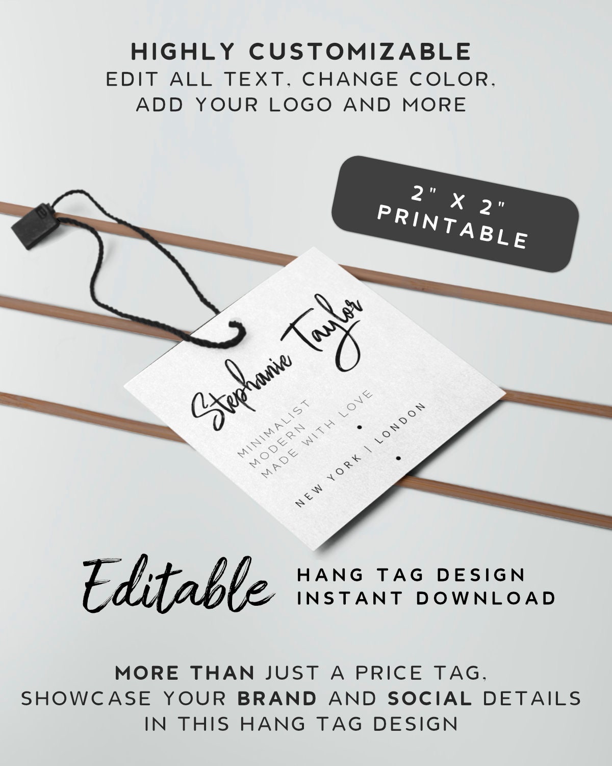 Minimalist Product Tag Template White Hang Tag Printable | Etsy