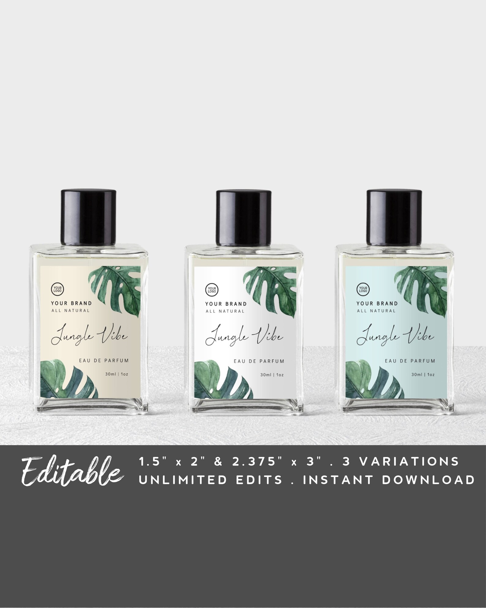 Monstera Product Label - Tropical Label, Floral Perfume Label ...