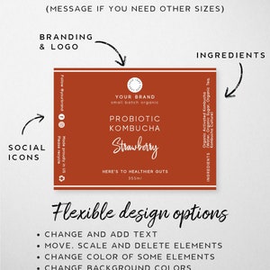Editable Kombucha Label Template - Beer Bottle Label Design, Digital ...
