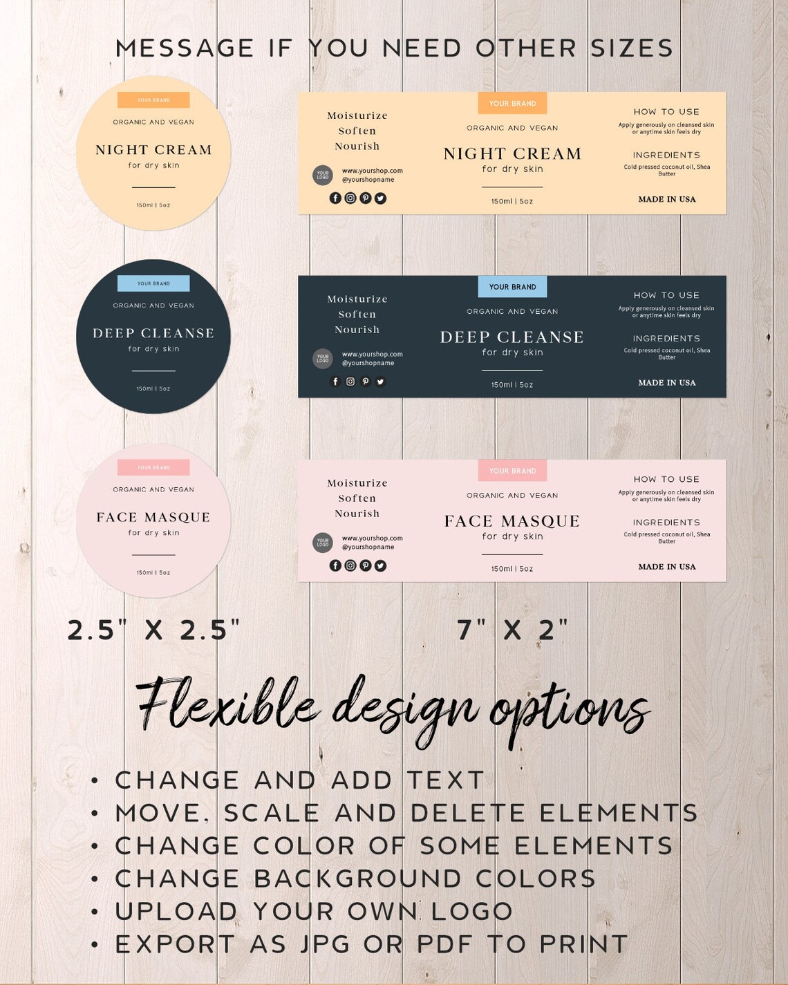 Jar Product Label Template - Night Cream Label, Body Scrub Label ...