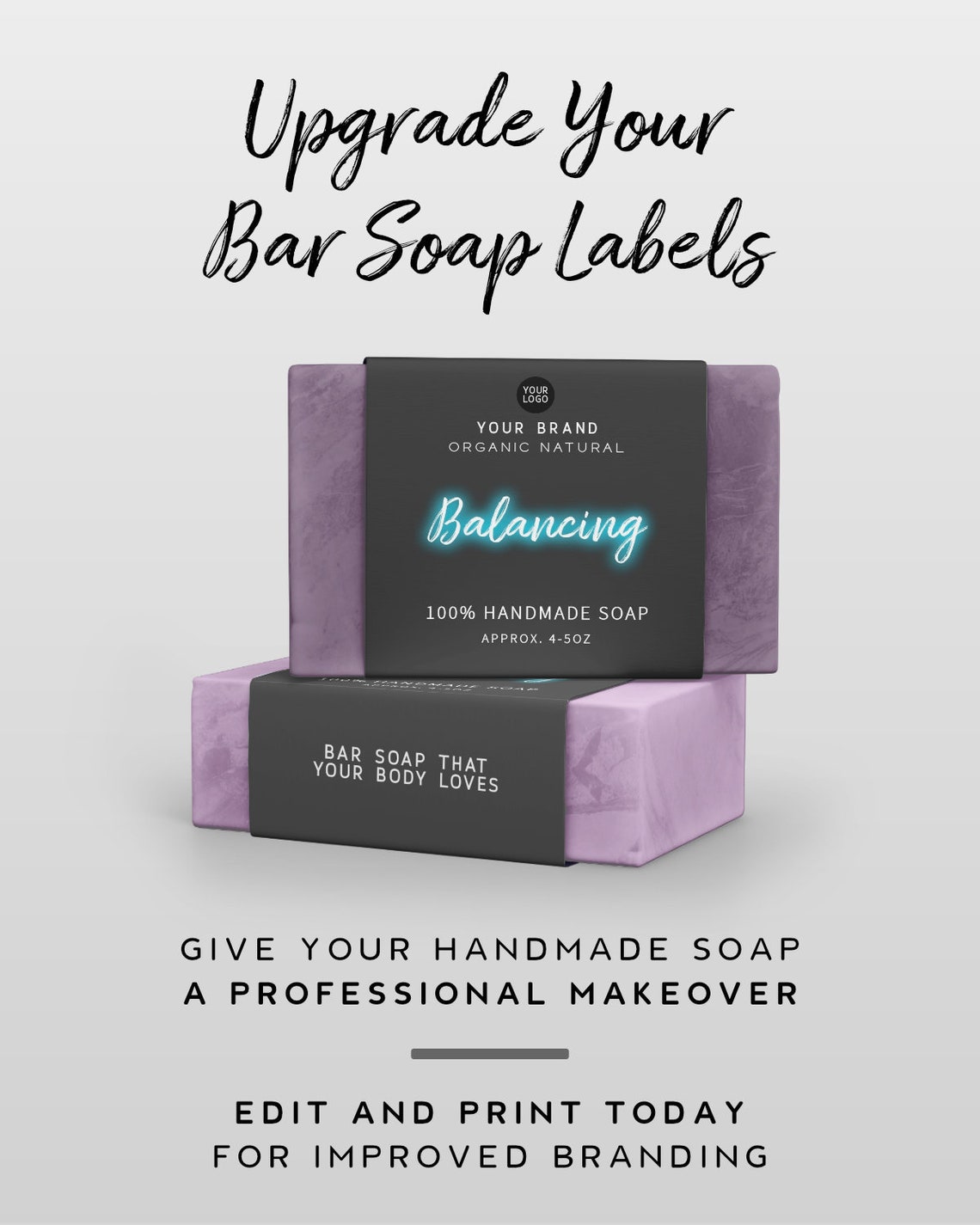 Printable Soap Label - Neon Light, Black Product Label, Soap Label ...