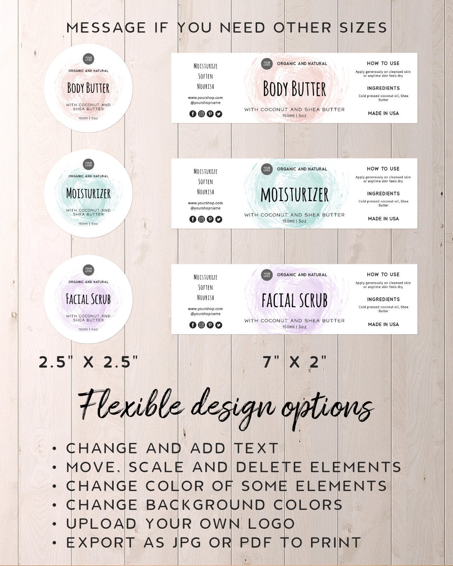 Custom Cosmetics Label Template Custom Skin Care Labels - Etsy
