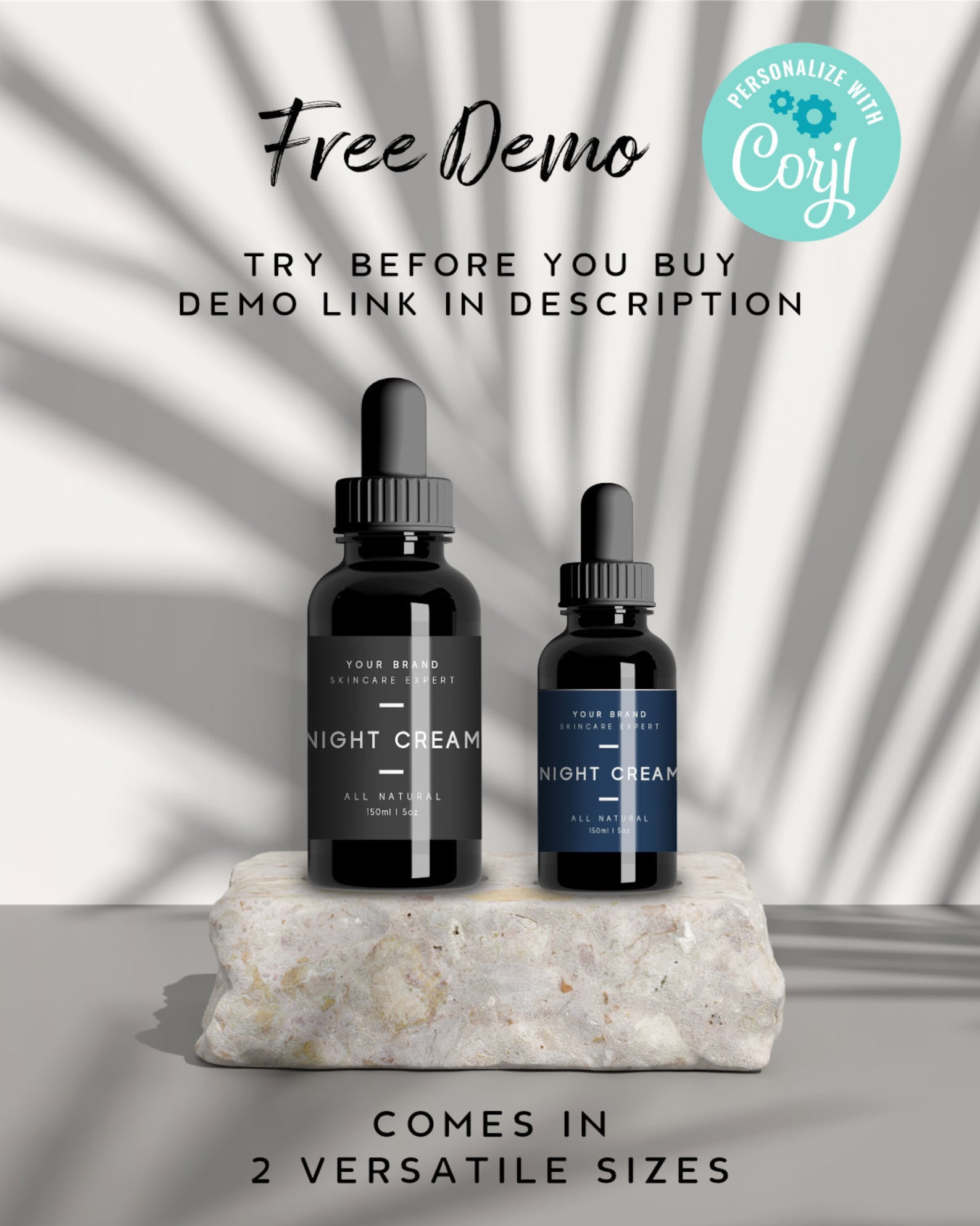 Black Product Label Template Minimalist Bottle Label | Etsy