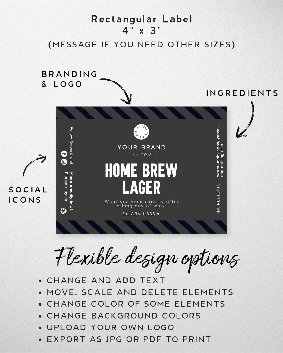 Printable Beer Bottle Label Template Personalized Beer Label - Etsy