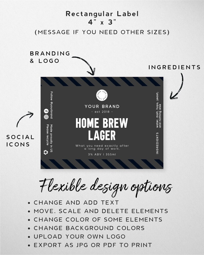 Printable Beer Bottle Label Template - Personalized Beer Label Design ...