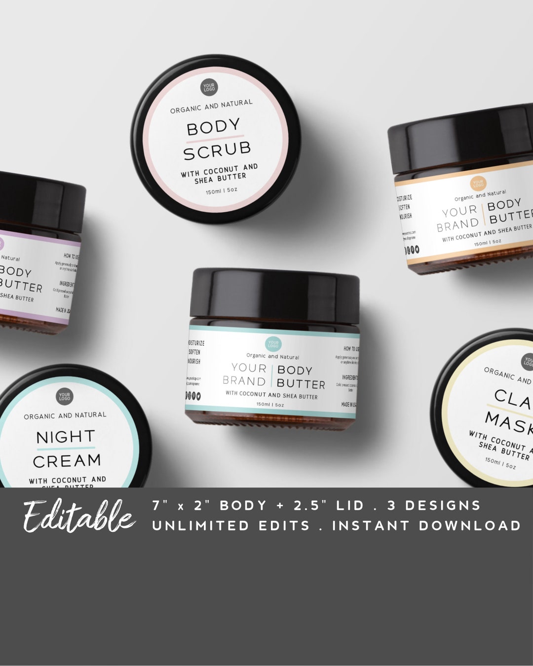 Jar Label Template - Skin Care Product Label Printable, Custom Product ...