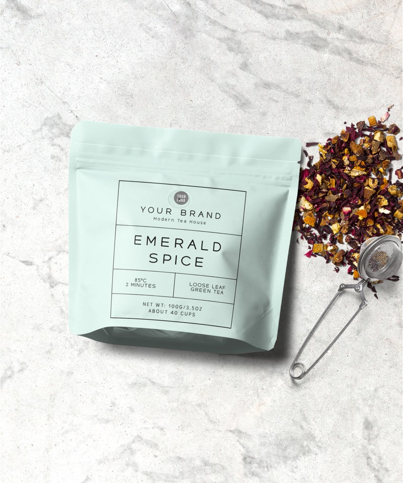 Custom Tea Packaging Label Template - Printable Label Design, Square ...
