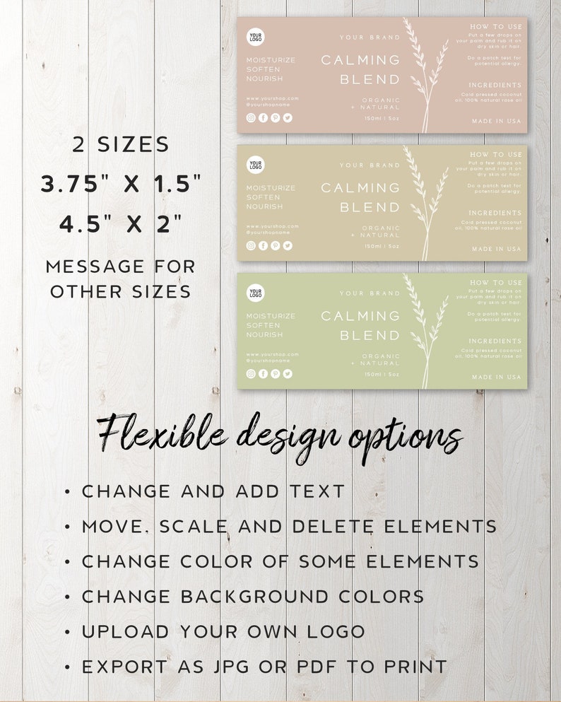 Pastel Floral Label Template Bottle Label Design Template - Etsy