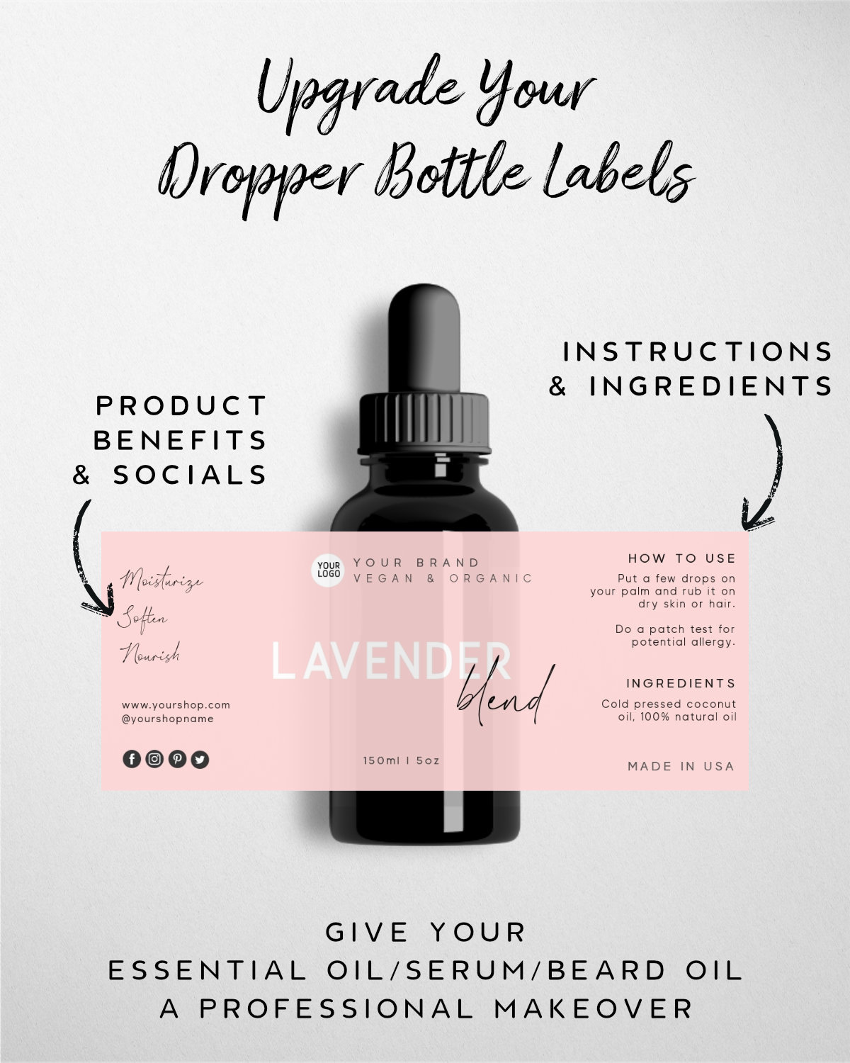 Candy Pink Bottle Label Template Product Packaging Label - Etsy