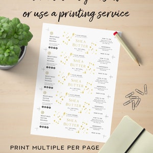 Gold Ink Label Template - 7x2, Jar Label for Body Butter, Product Label ...