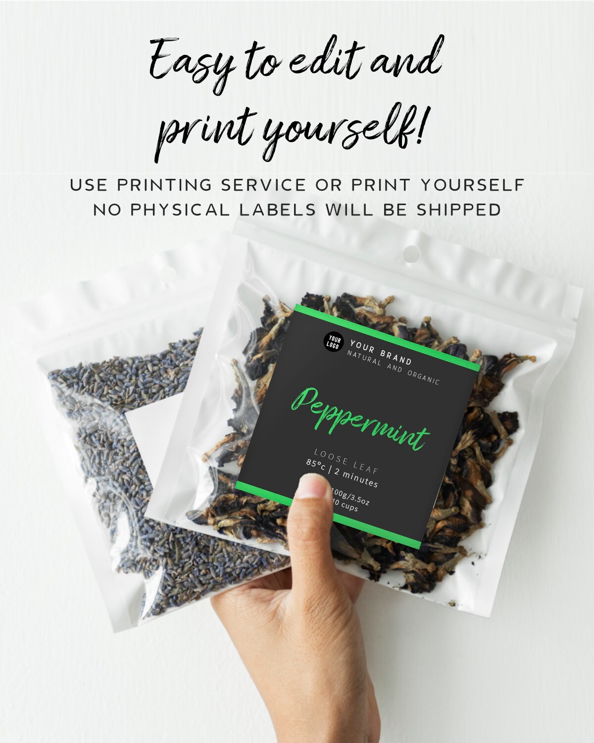 Printable Tea Bag Label Template Black Product Label Paper | Etsy