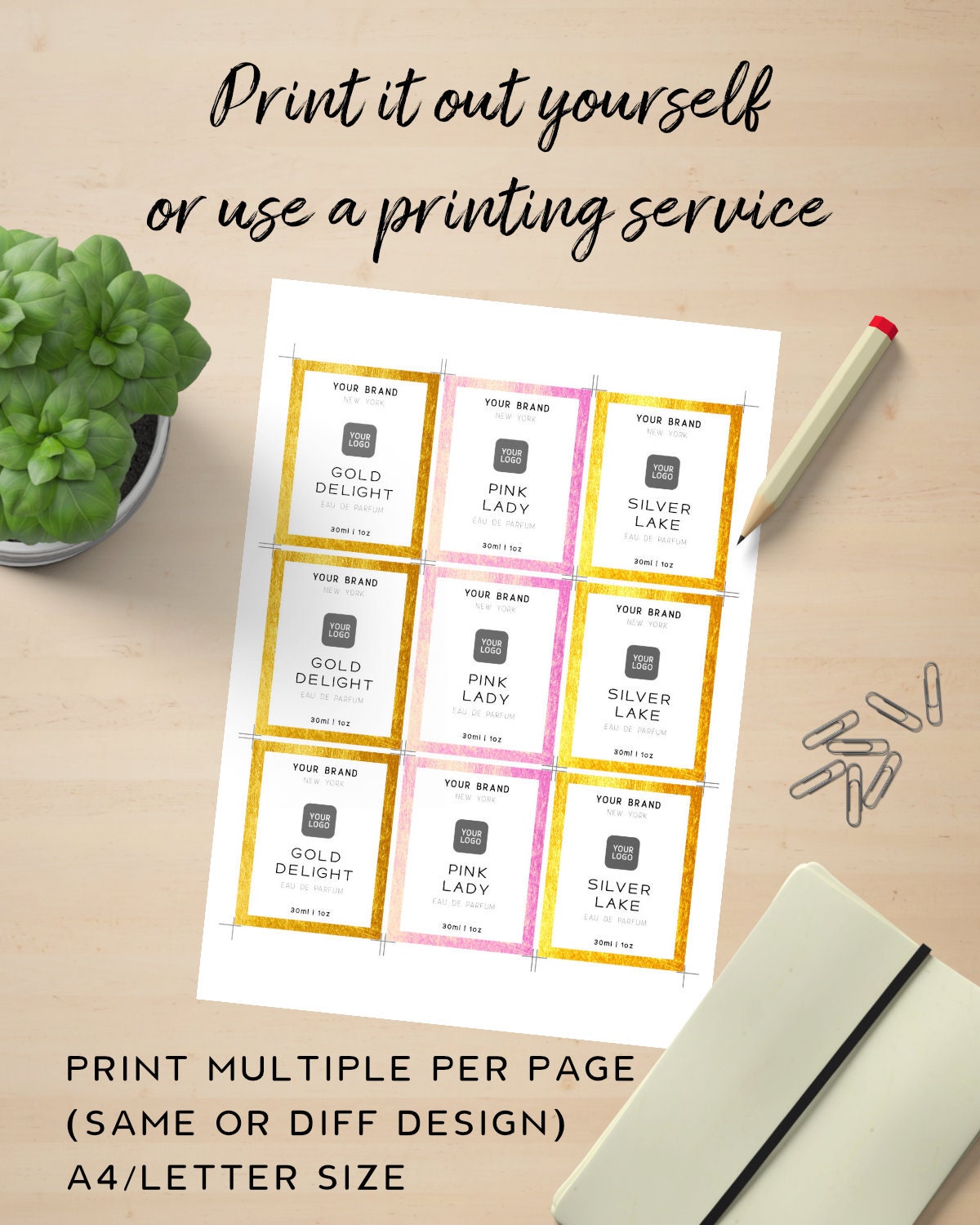 Editable Perfume Label Template Gold Product Label | Etsy