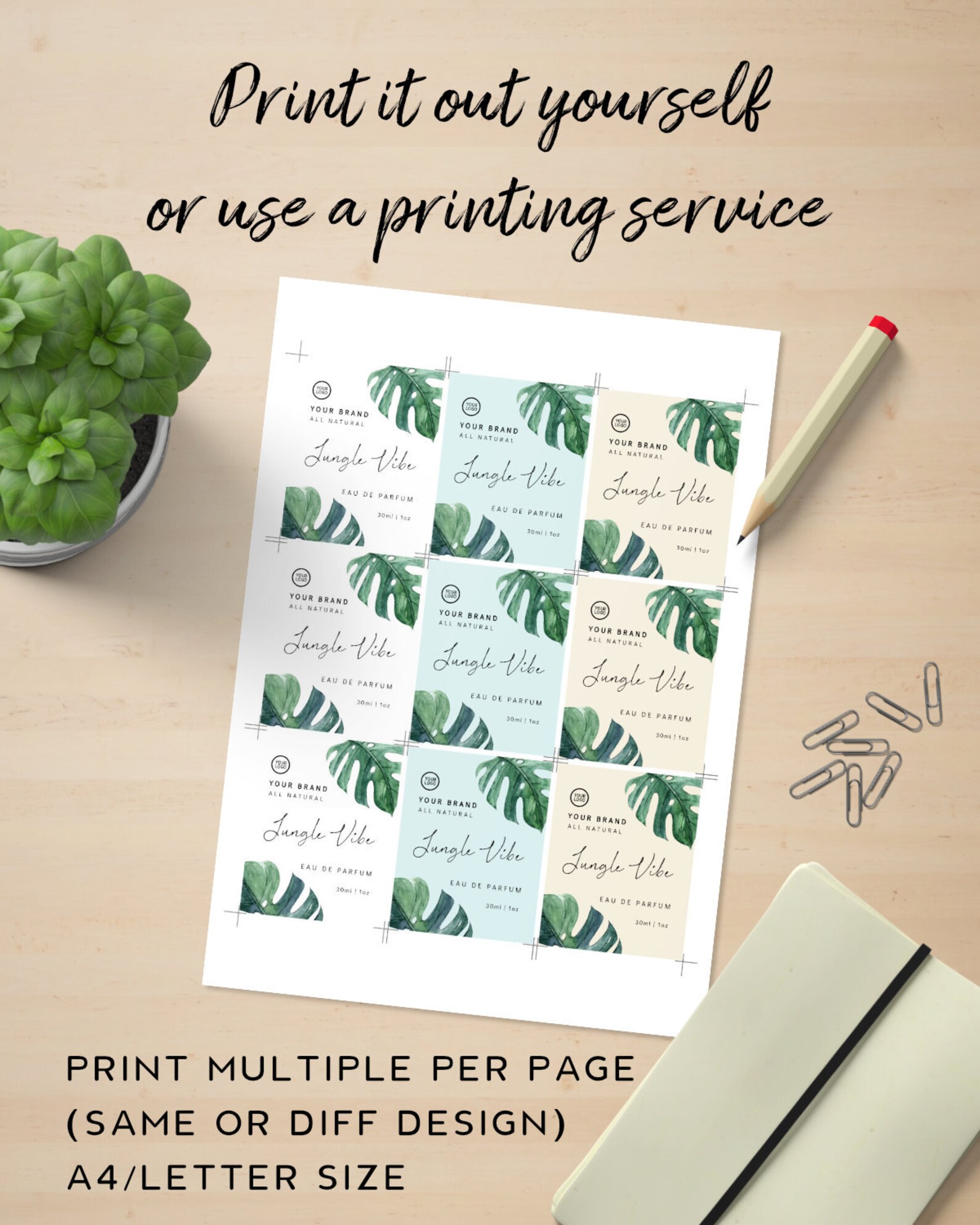 Monstera Product Label Tropical Label Floral Perfume Label - Etsy