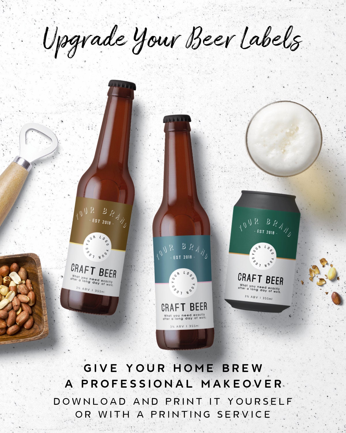 Editable Beer Bottle Label Template Beer Label Custom Home - Etsy