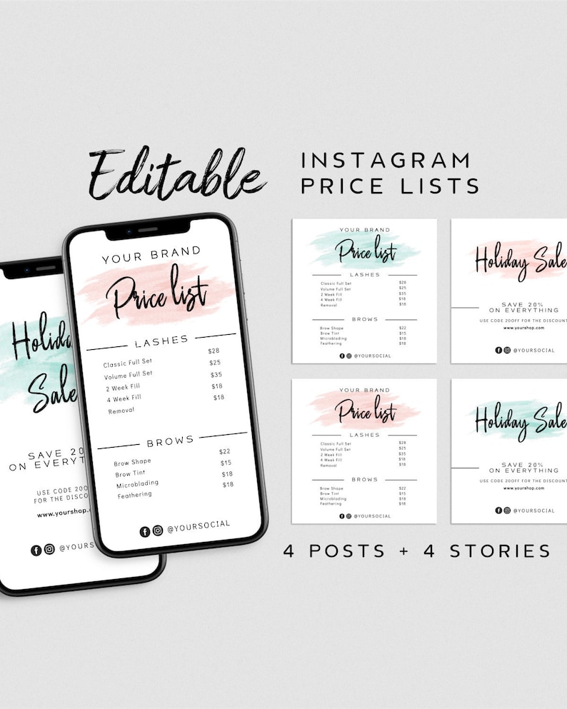 Editable Instagram Price List Template - Instagram Menu Template for ...