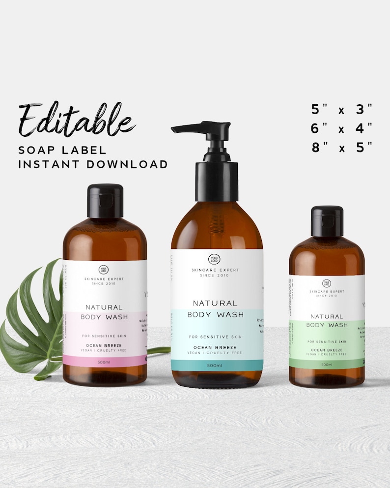 Minimalist Soap Bottle Label Custom Bath Product Sticker | Etsy