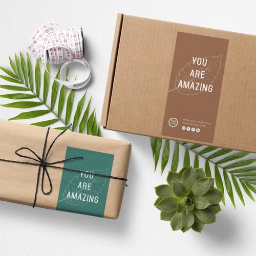 Mailer Box Label Template Canva Order Packaging Seal Sticker - Etsy