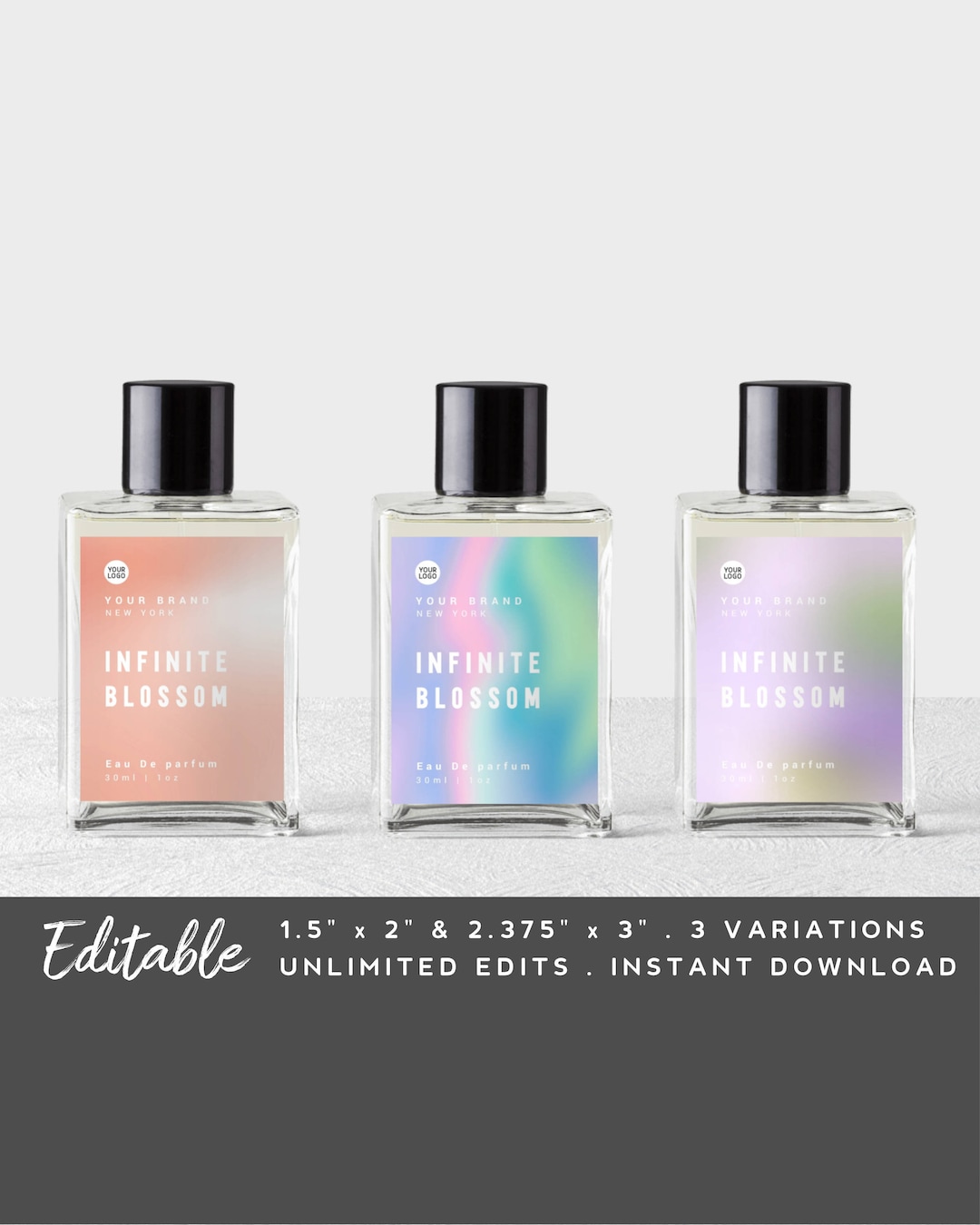 Editable Bottle Label - Colorful Product Label Printable, Custom Bottle ...