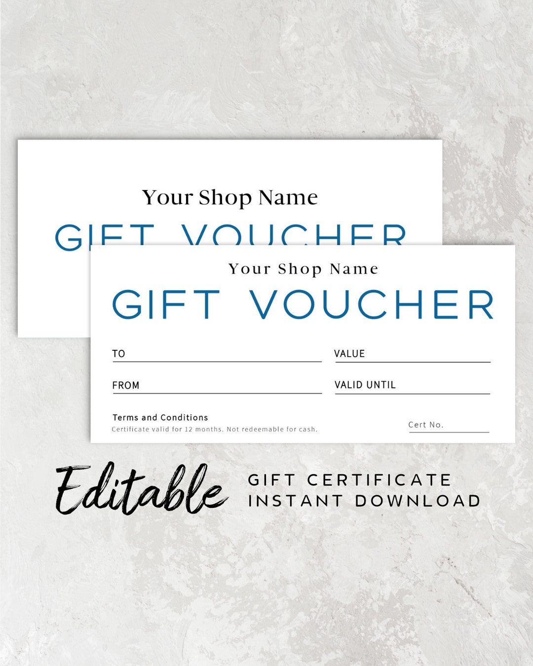 Printable Gift Card Template - Gift Card Fashion Shop, Gift Certificate ...