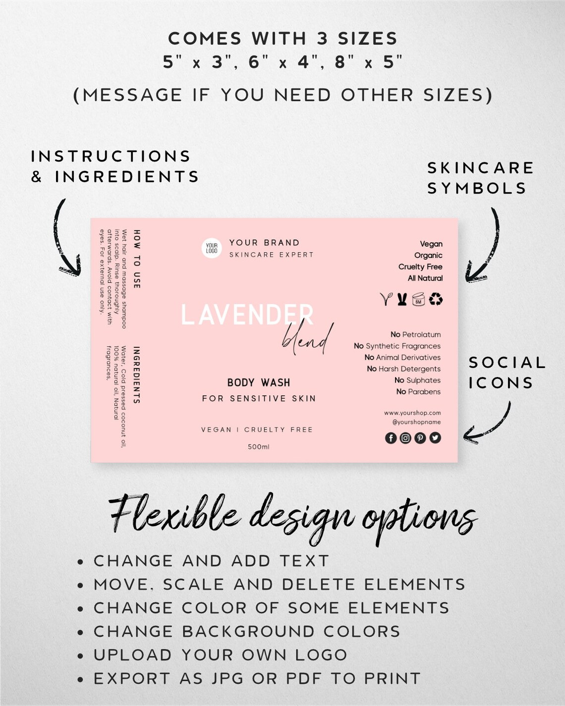 DIY Lotion Label Template Editable Soap Label Pastel | Etsy