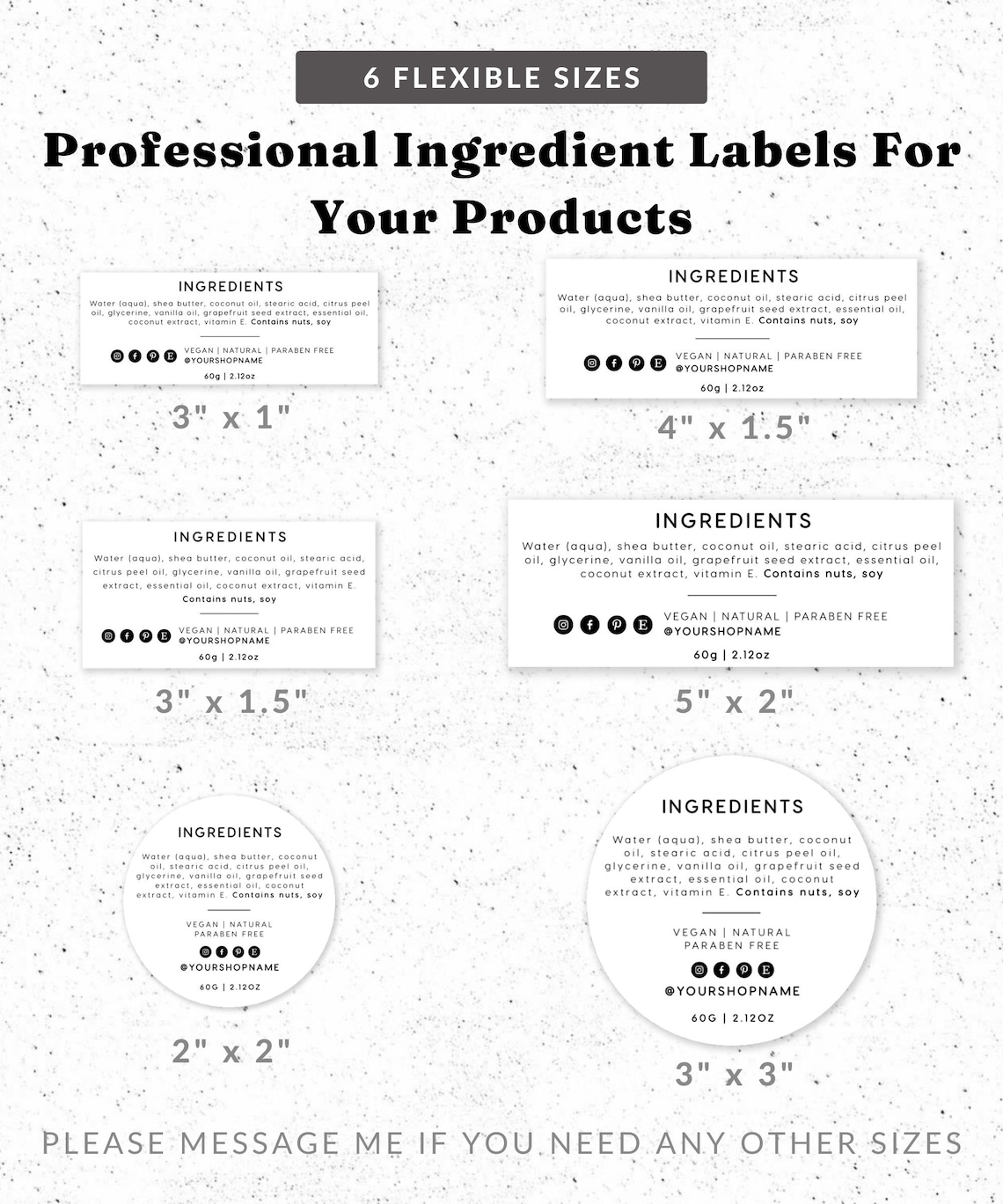 Minimalist Ingredient Label Template - Editable Packaging Sticker ...