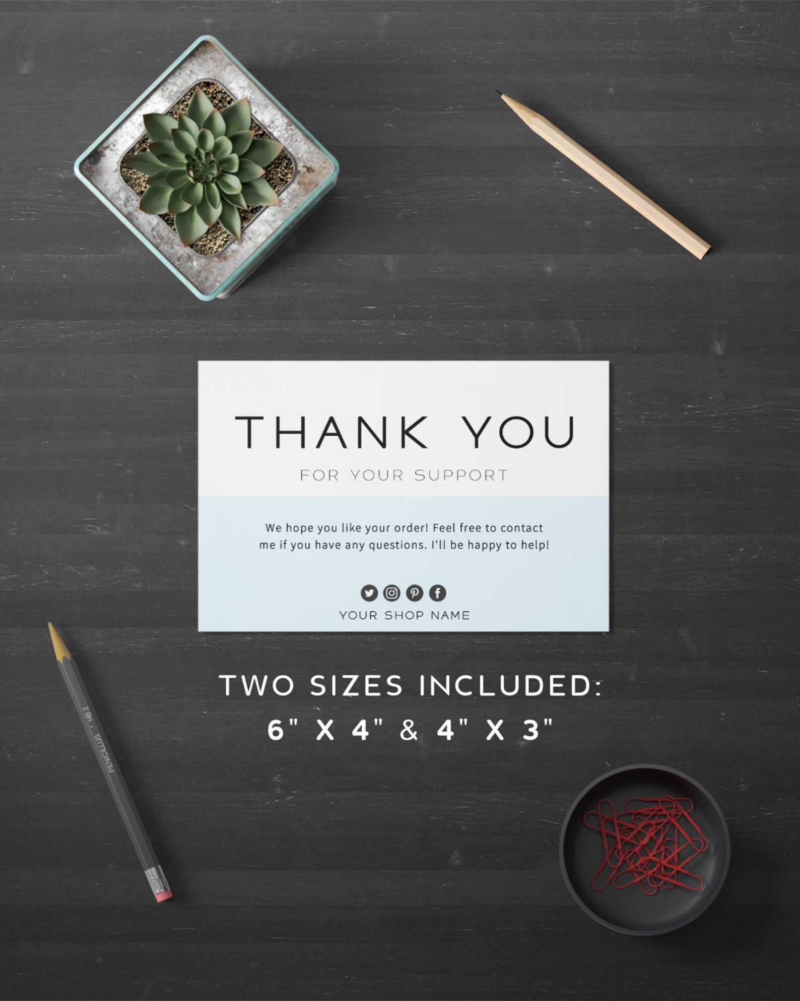 Business Thank You Insert Cards - Order Thank You Card, Light Blue Card ...