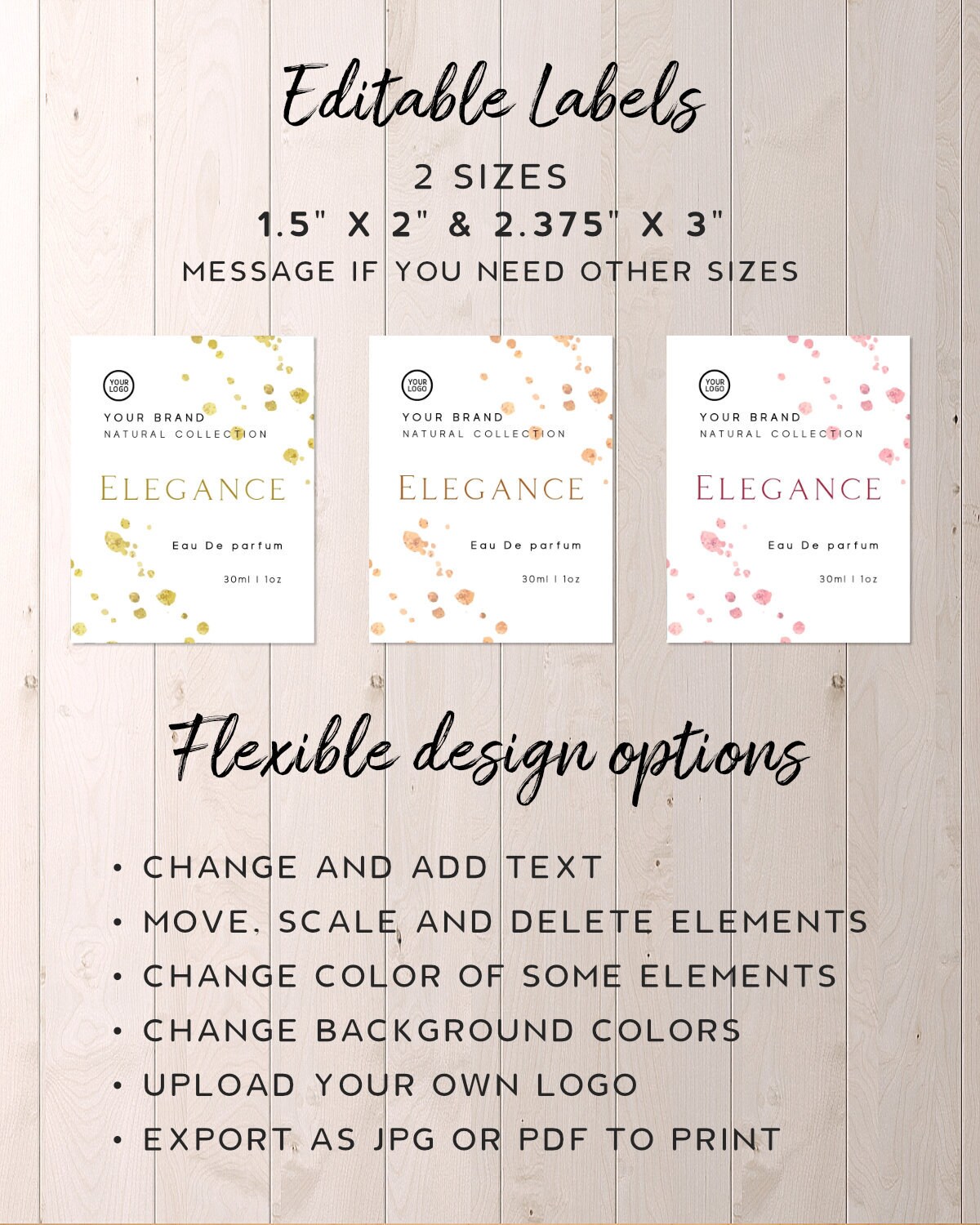 Editable Perfume Label Parfum Bottle Label Spray Bottle | Etsy