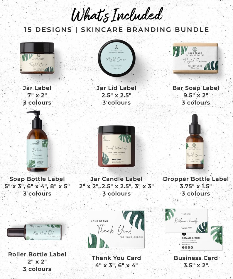 Monstera Cosmetic Label Bundle Editable Label Template - Etsy