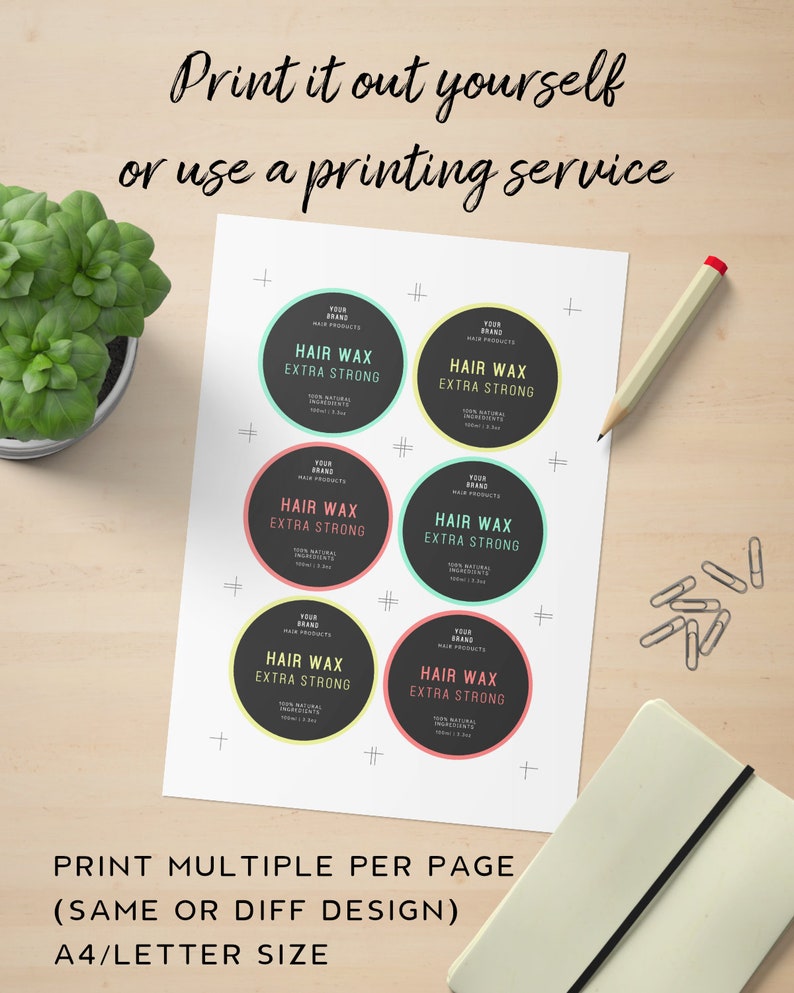 Round Label for Lid - Hair Product Label, Hair Wax Label, Circle Label ...