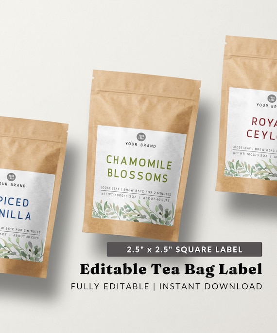 Buy Floral Tea Pouch Label Template Editable Tea Label Design Floral Product Label Sticker Square Label Small Shop Branding Bag Labels Online in India Etsy