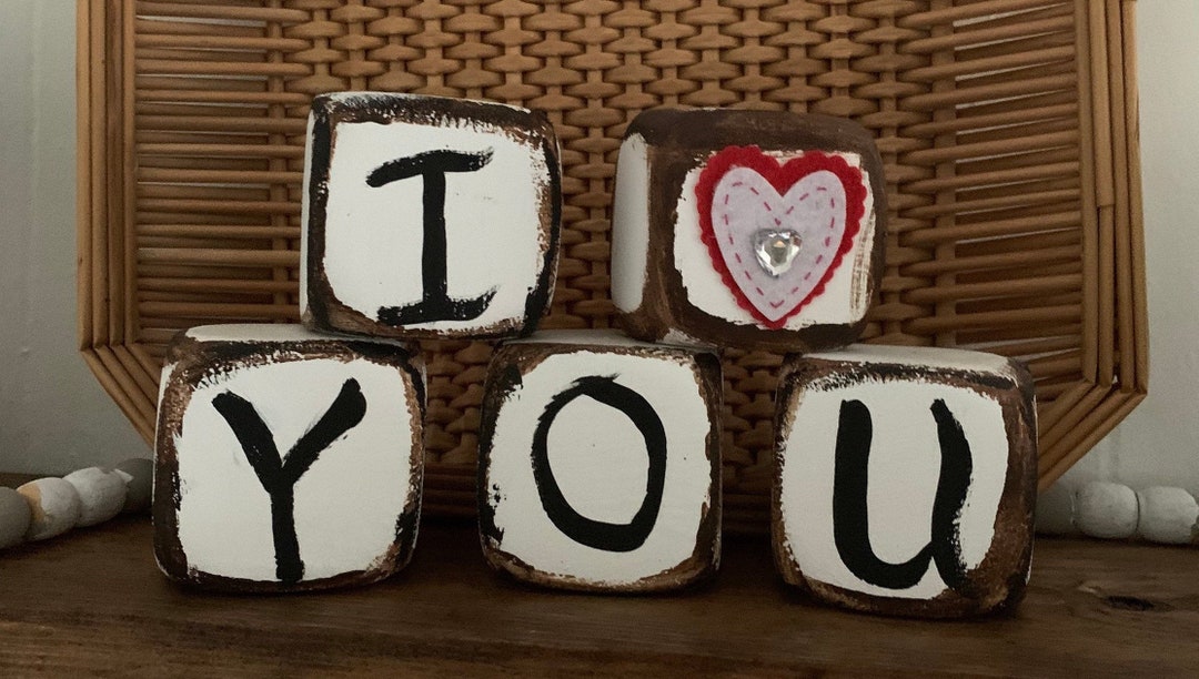 Word Blocks I Love You Decor Living Room Decor I Love You Blocks Other ...