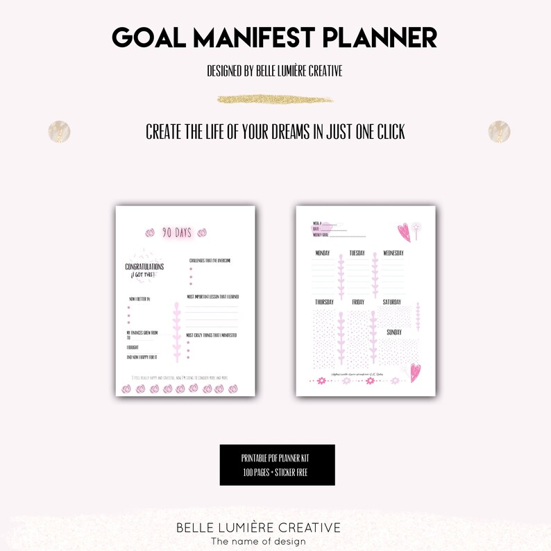 Printable Manifestation Planner, Law of Attraction Planner, Manifesting ...