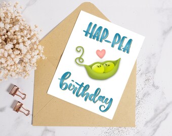 PRINTABLE Ha-pea Birthday Happy Birthday Digital Birthday Card Peas in ...