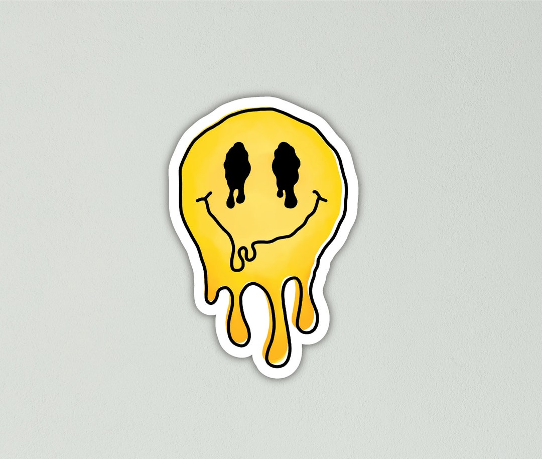 Melty Smiley Face Vinyl Sticker - Etsy