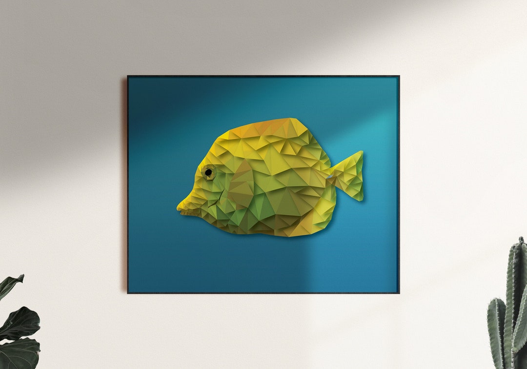 Geometric Yellow Tang Print - Etsy