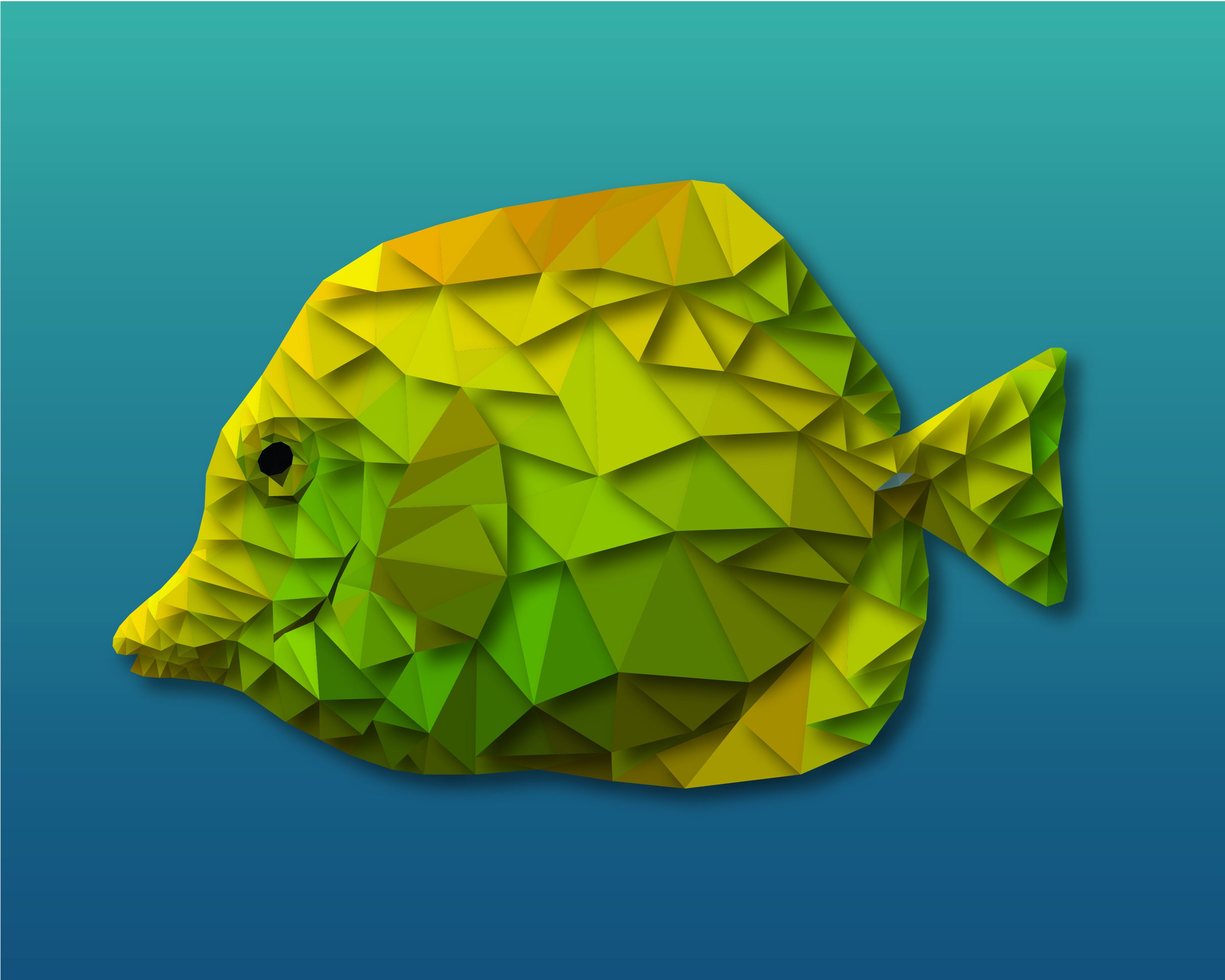 Geometric Yellow Tang Print - Etsy