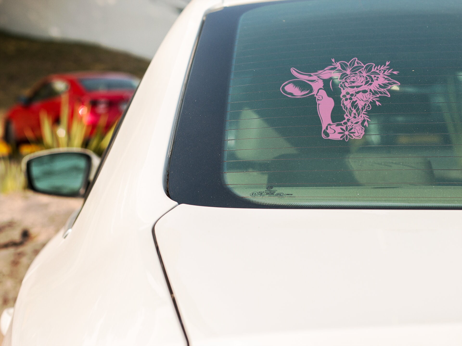 Cow Floral Decal Vehicle Window Wall Decor Sticker Vinyl Farm Animal ...