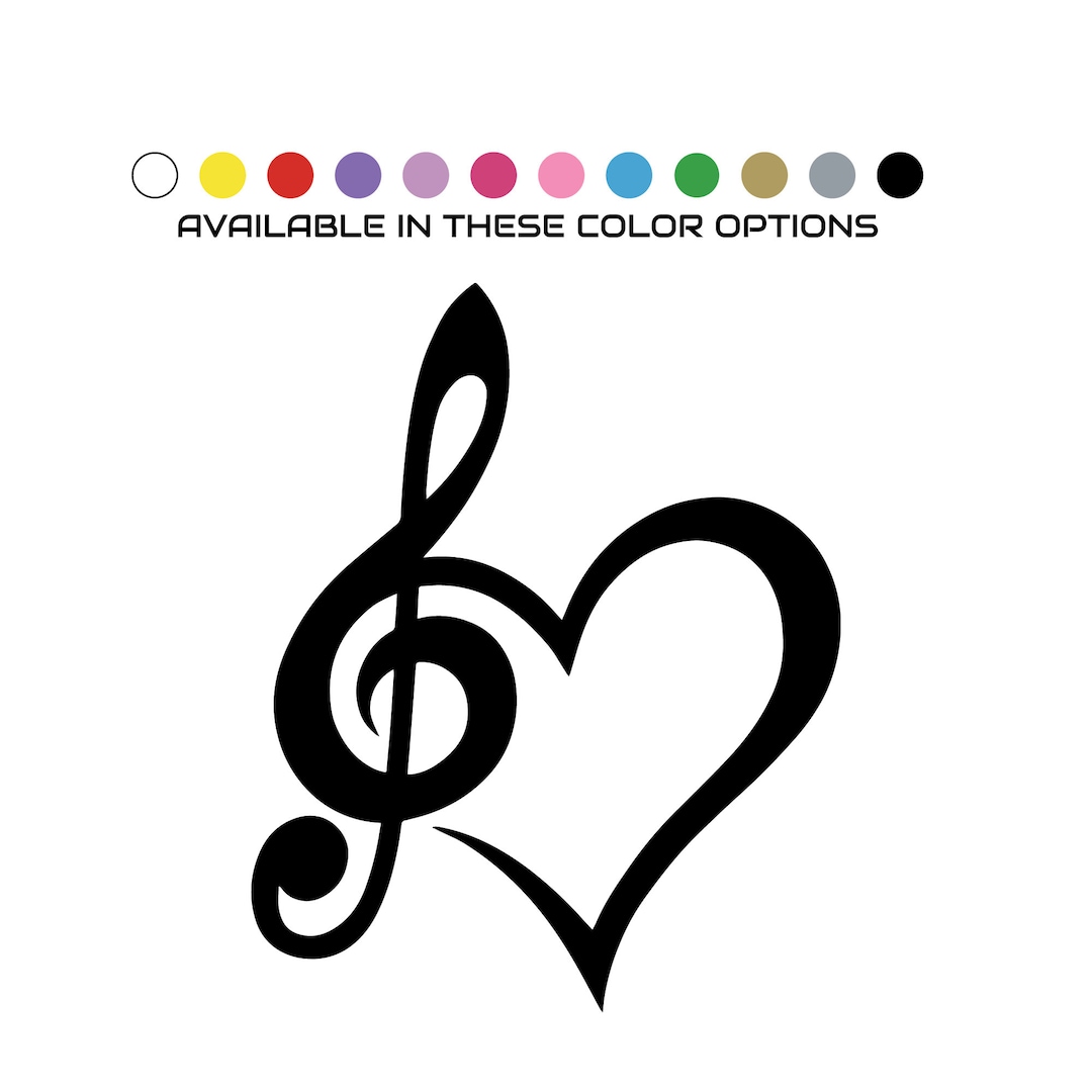 Heart G Clef Decal | Vehicle Window | Wall Decor | Sticker | Vinyl ...