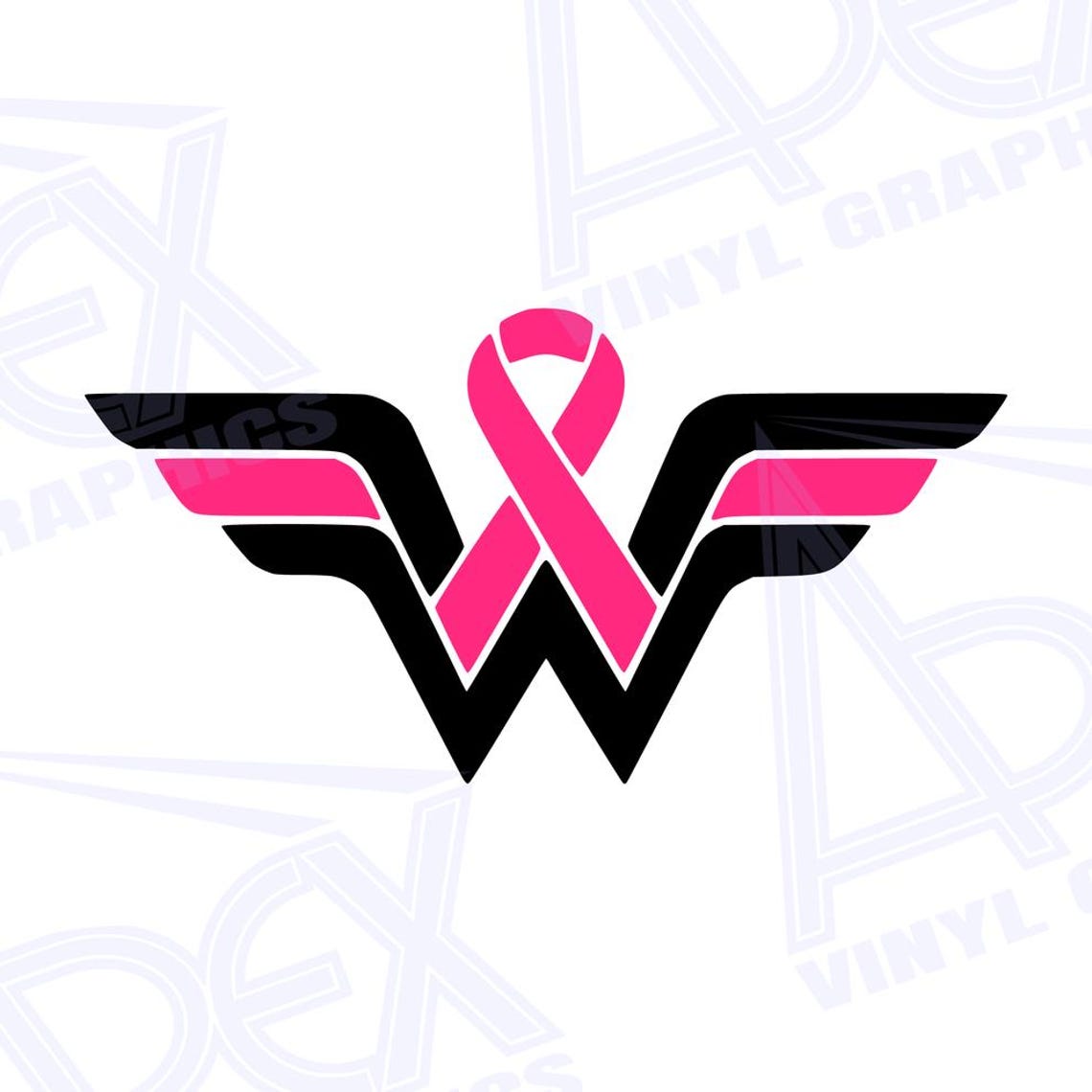 Wonder Woman Breast Cancer Awareness Ribbon Vinyl Decal - Etsy