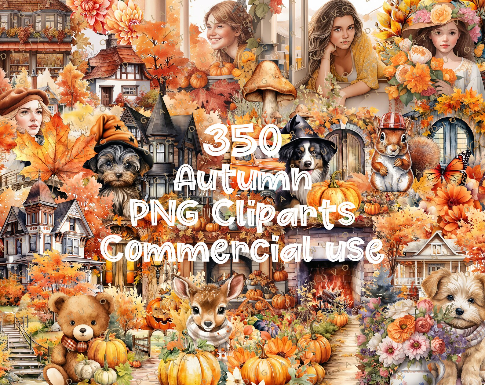 350 Fall Bundle Png, Fall Png, Fall Florals, Fall Clipart, Halloween ...