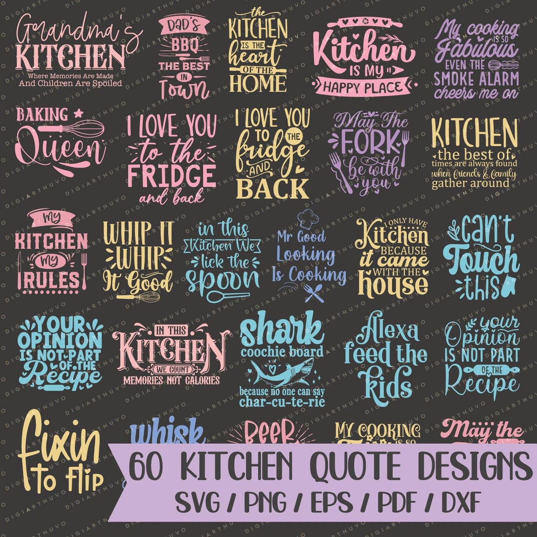 Kitchen SVG Bundle, Kitchen Quotes SVG, Cutting Board SVG, Funny ...