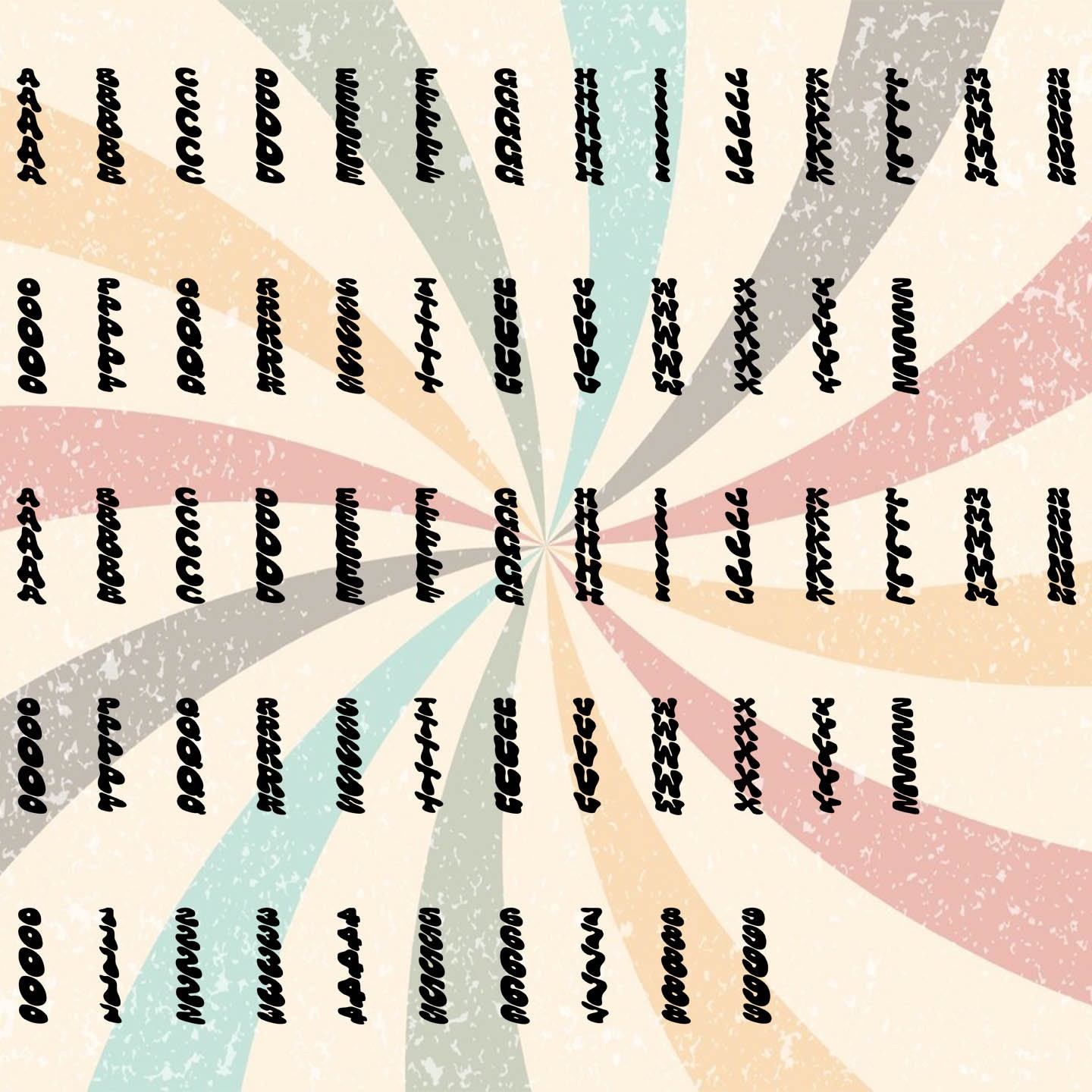 Groovy Font Bundle, Stacked Letters SVG, Wavy SVG Font, Wavy Alphabet ...