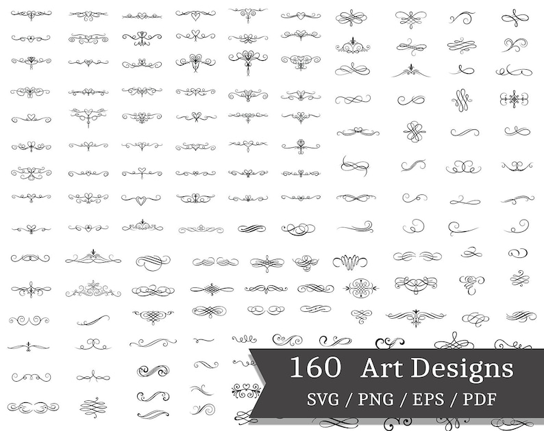 Wedding Dividers, Design Elements Svg, Ornaments Svg, Text Divider Svg ...