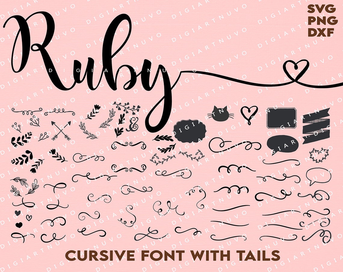 Cursive Font SVG Calligraphy Font Font Tails Handwritten - Etsy