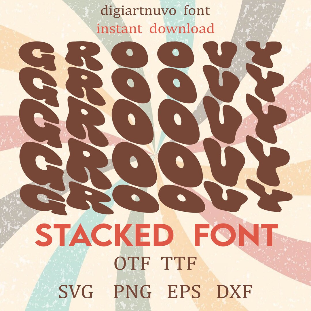 Groovy Font Bundle Stacked Letters Svg Wavy Svg Font Wavy Alphabet
