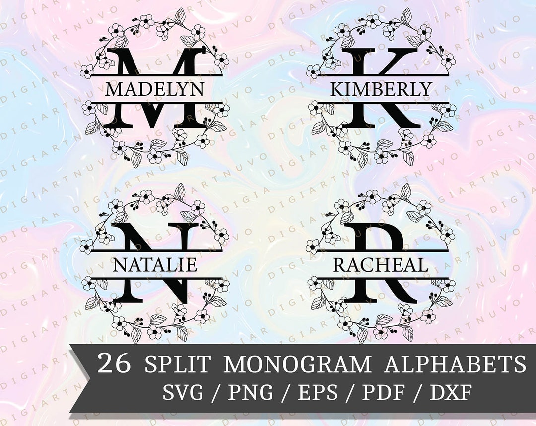 Family Monogram SVG, Split Monogram SVG, Monogram SVG Bundle, Split ...