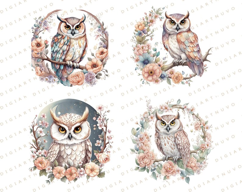 Watercolor Owl, Owl Art, Owl PNG, Owl Wall Art, Journaling Clip Art ...