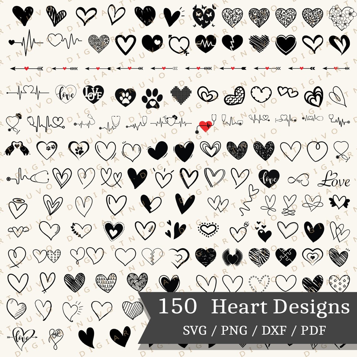 Heart Svg Bundle, Hand Drawn Heart Svg, Cute Heart Svg, Wedding Cut ...